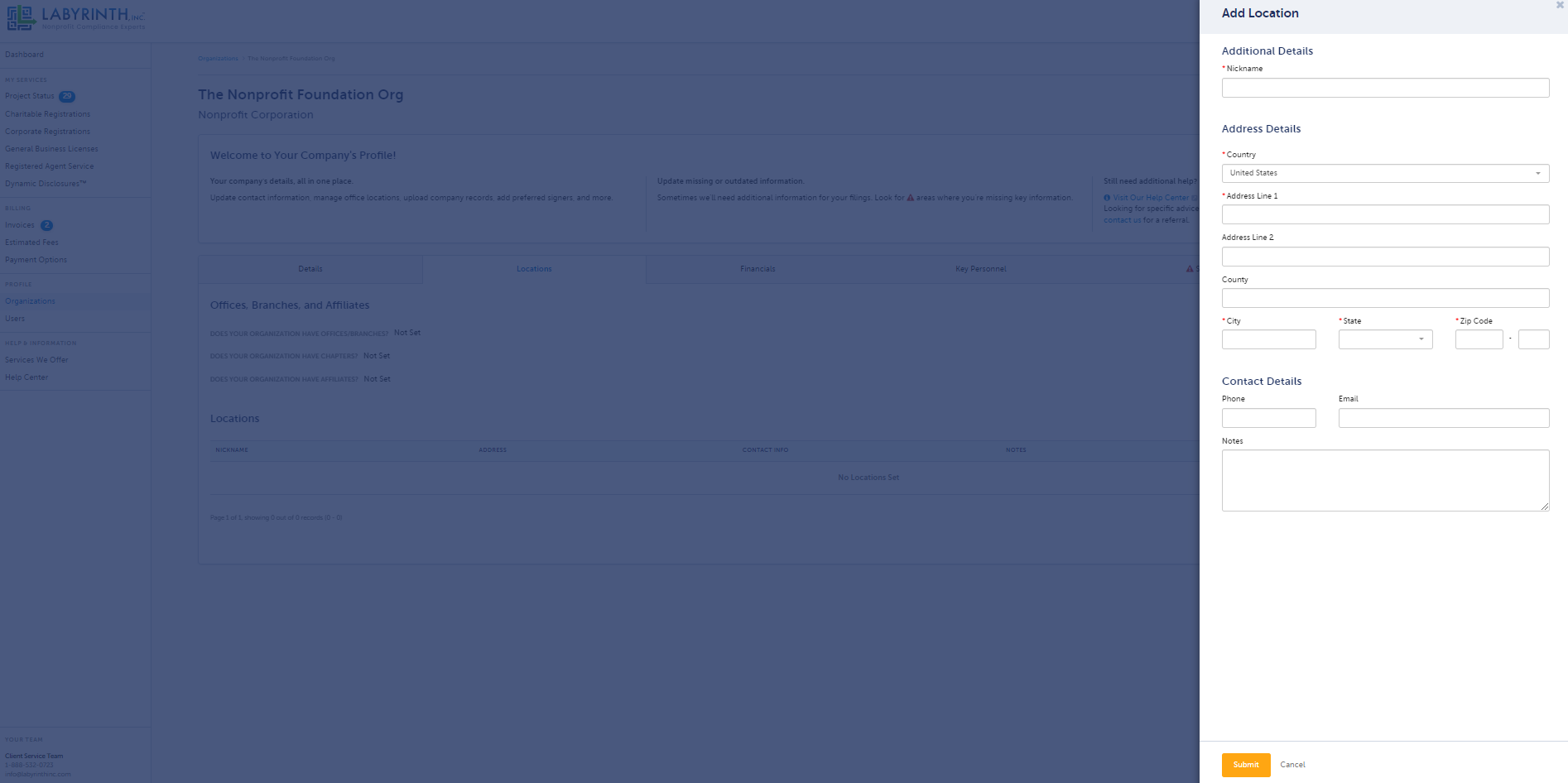 How to add locations to an organization